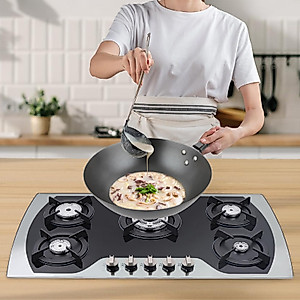 36" Gas Cooktop LPG/NG, 5 Burners Gas Stove Gas Hob Stovetop, Built-in Gas Stove Top, Thermocouple Protection, Stainless Steel Gas Hob with Power Boil, Simmer, Continuous Grates, 5 Burner Silver