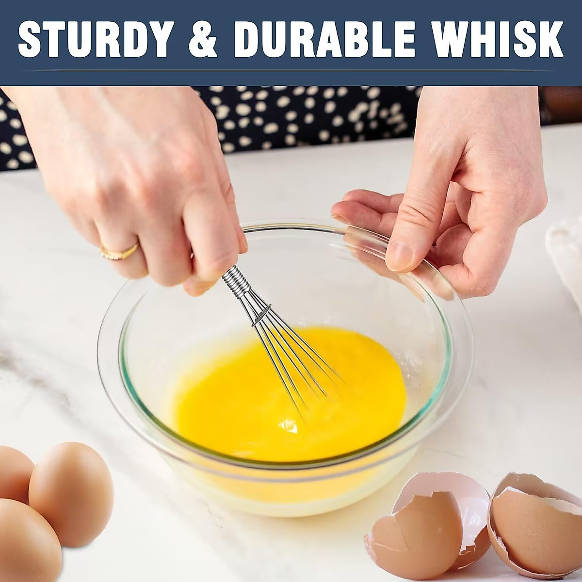 Eddeas Mini whisk, Small Whisk 2 Pieces, 5in and 7in 304 Stainless steel Wire Whisk for Whisking, Beating, Mixing Sauces, Blending Ingredients