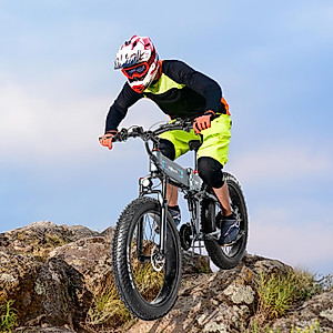 PEXMOR Electric Bike for Adults, 750W(Peak 1000W) 30MPH | Full Suspension Mountain Ebike, 60+ Miles 48V 12AH Removable Battery, 26" Fat Tire Foldable Commuter Electric Bicycle 21 Speed, UL2849