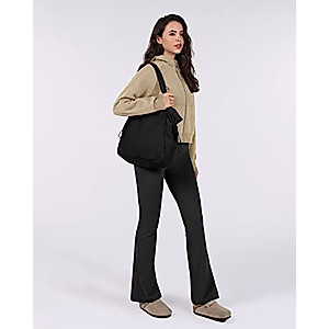 ODODOS Women's High Waisted Boot-Cut Yoga Pants Tummy Control Workout Non See-Through Bootleg Yoga Pants-31 Inseam, Black, X-Large