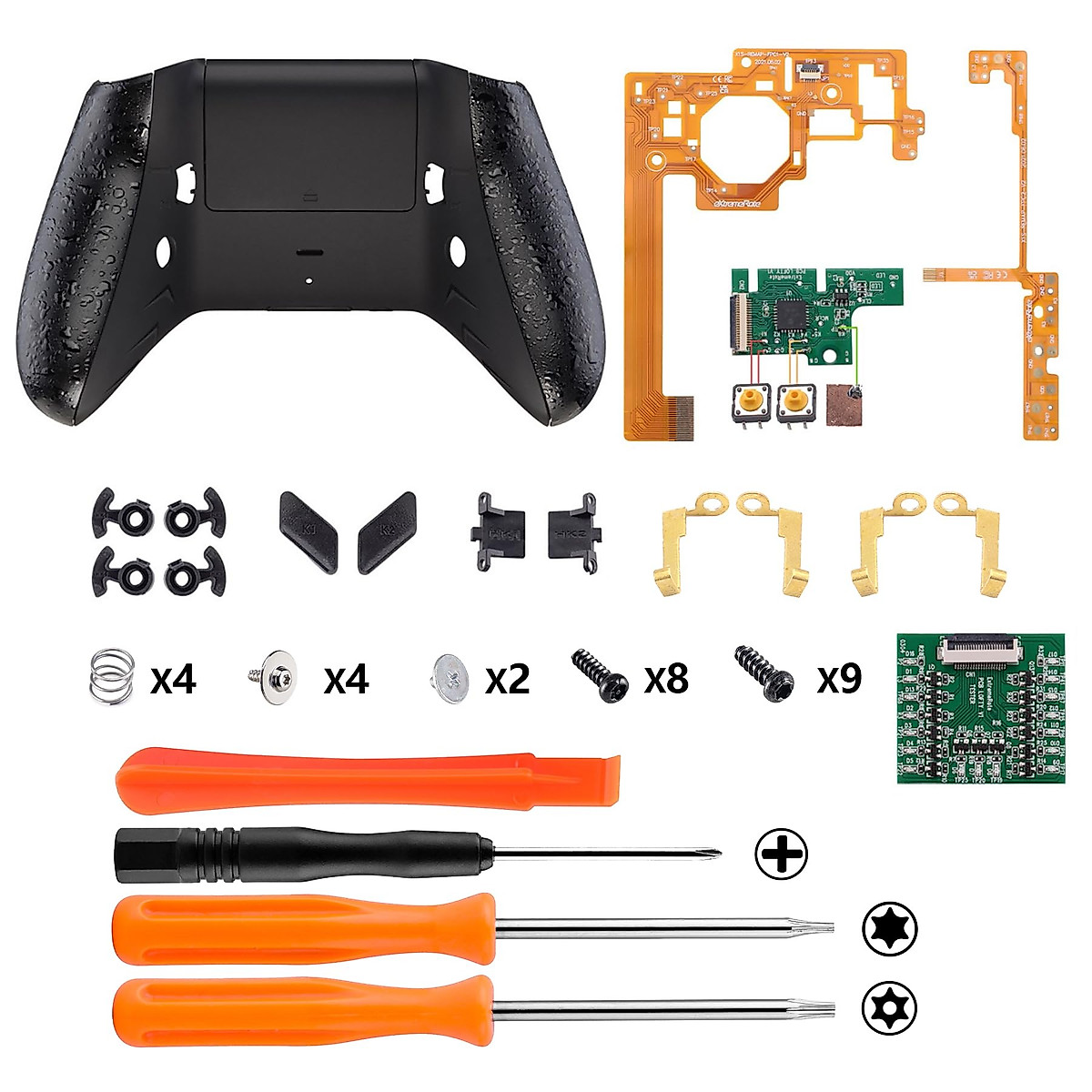 eXtremeRate Textured Black Lofty Programable Remap & Trigger Stop Kit, Upgrade Boards & Redesigned Back Shell & Side Rails & Back Buttons & Trigger Lock for Xbox One S/X Controller Model 1708