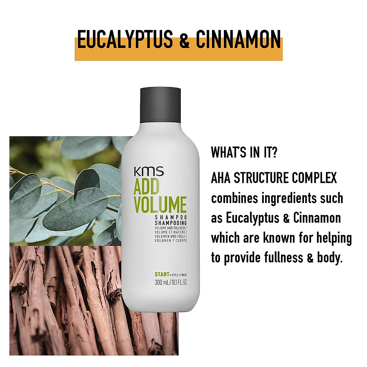 KMS ADDVOLUME Shampoo for fine weak hair, 10.1 oz