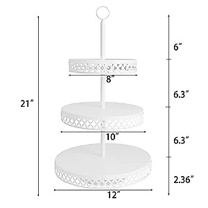 Weharnar Cupcake Stand - 3 Tier Metal Cupcake Tower - Dessert Table Display Set Round Cake Holder Tiered Serving Tray for Cup Cakes Desserts Fruits Candy Cookie Buffet, White
