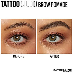 Maybelline TattooStudio Brow Pomade Long Lasting, Buildable, Eyebrow Makeup, Deep Brown, 1 Count