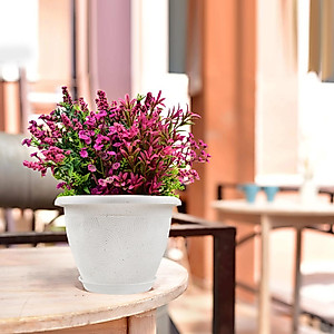 Plastic Flower Pots Planters for Indoor Plants, 4 Pack 12 Inch White Plant Pots with Drainage Hole & Tray, Modern Decorative Large Plant Pot with Saucer for Indoor Outdoor Plants Garden House Planter