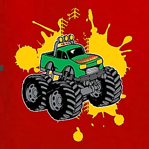 Wild Bobby Green Monster Truck with Firey Flames Cars and Trucks Toddler Pullover Fleece Hoodie, Red, 5T/6T