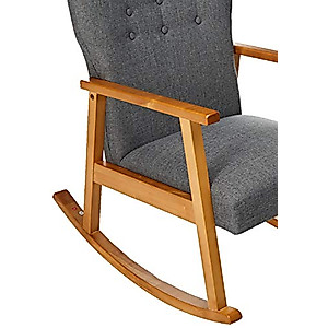 Christopher Knight Home Harvey Mid-Century Modern Fabric Rocking Chair, Grey / Light Walnut