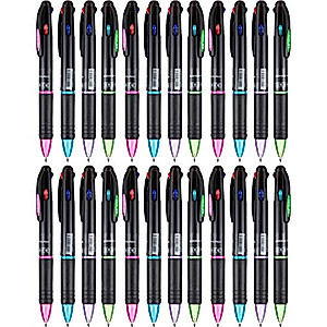 JOVITEC 24 Pack 4 in 1 Multicolor Retractable Pens 0.7 mm 4 Colors Gel Ink Ball Point Pens for Nurses Kids Supplies
