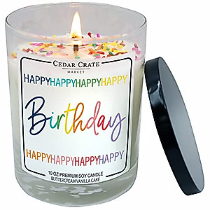 Happy Birthday Candle - Happy Birthday - Best Friends, Friendship Gifts for Women, Birthday Gift Ideas for Friends Female, Unique Birthday Candles Gifts for Bestie, Sister, Buttercream Vanilla Cake