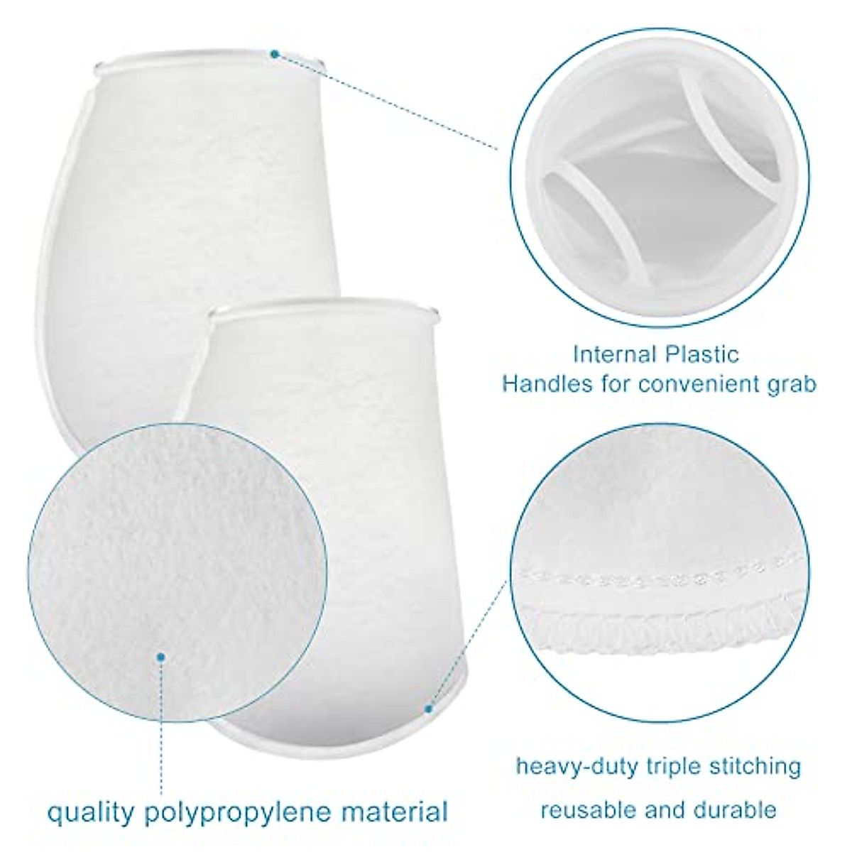 12 Pack 7 Inch Ring Felt Filter Socks 200 μm, Aquarium Felt Filter Bags, Fine Micro Fish Tank Filter, Sump Filter Sock for Saltwater Aquariums, 7 Inch Ring by 14 Inch Long