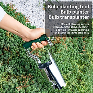 KDMY Bulb Planter with Depth Mark- Ideal Bulb Transplanter for Planting Green, Hand Dibber Garden Tool, Seed Planter Tool with Depth Mark - 11" Seed Dispenser for Planting Steel