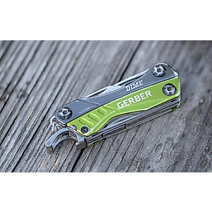 Gerber Gear Dime 12-in-1 Mini Multi-tool - Needle Nose Pliers, Pocket Knife, Keychain, Bottle Opener - EDC Gear and Equipment - Green