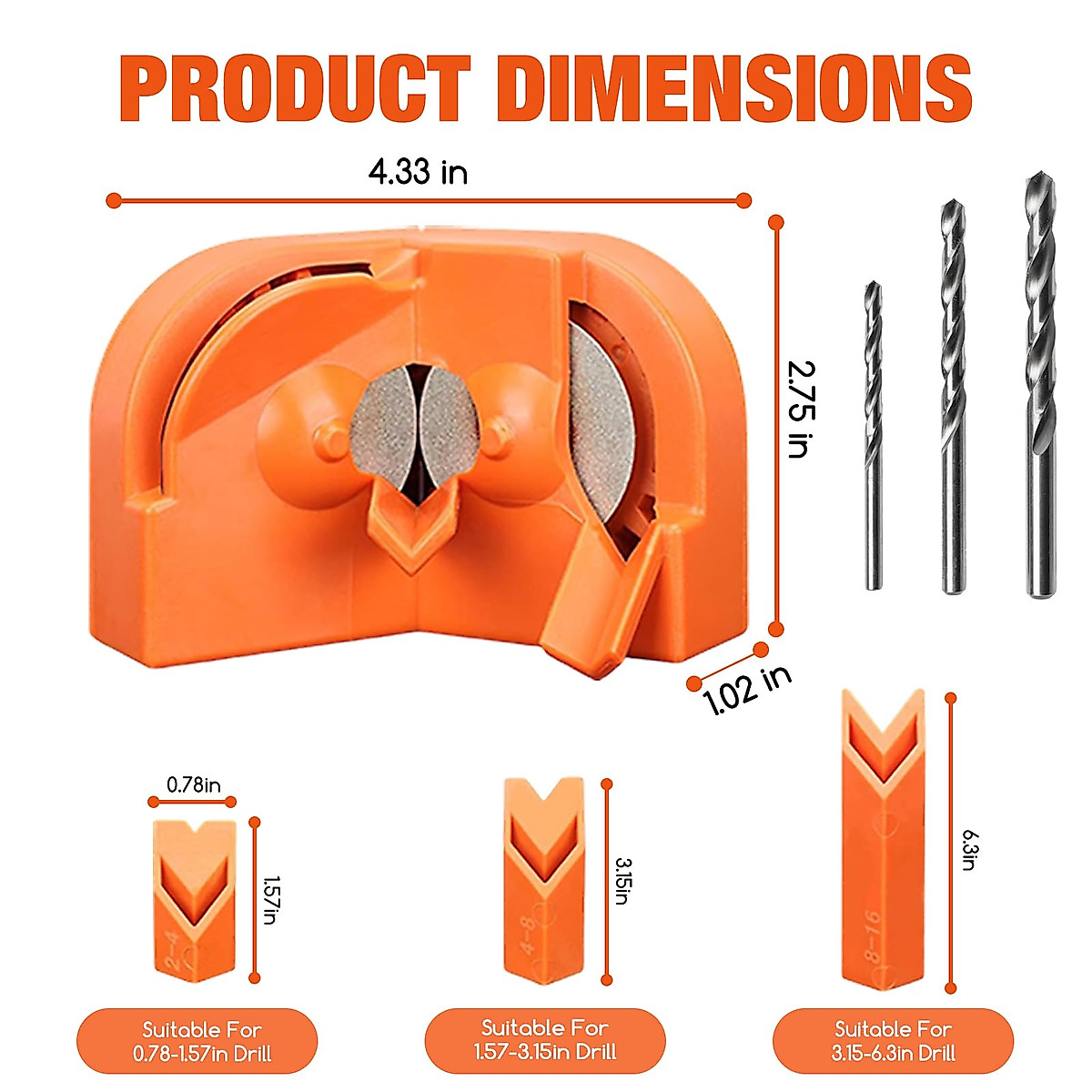 Drill Bit Sharpener, Drill Bit Sharpener for All Bits(5/64''- 5/8''), Multipurpose Drill Bits Grinding Sharpener, Portable Drill Grinder Grinding Tool, Powered by Electric Drills