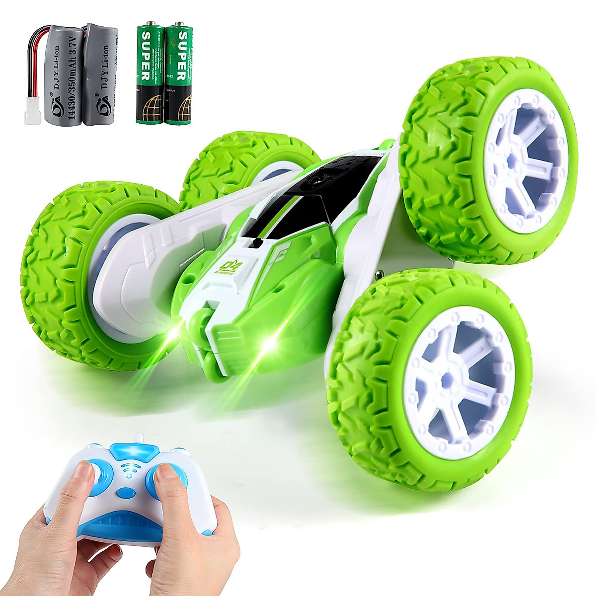 Voastvy Remote Control Car, 2.4GHZ-4WD Rc Cars,Double Sided 360Degree Tumbling and Rotating Stunt Car with Colorful Lights, Electric Toy Cars are Great Gifts for Boys and Girls