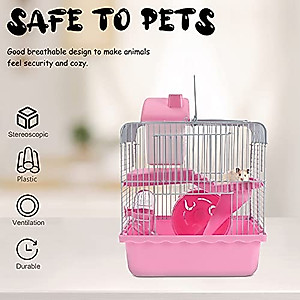 Balacoo Dwarf Hamster Cages Wheel, Animal Cages Dish- Hedgehog Critter Freely Ramps Gerbil Food Castle Double Cage- Luxury Connecting Transparent Mice Nest Large Centre Ladder Chinchilla
