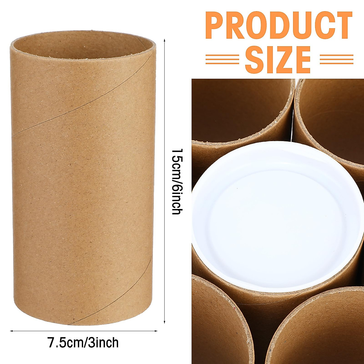 Yeaqee 20 Pack Mailing Tubes with Caps Poster Holder Tube 3 x 6 Inch Round Cardboard Mailers for Artwork Advent Calendars Classroom Craft Shipping DIY Projects Gifts Packing Maps Packaging, Brown