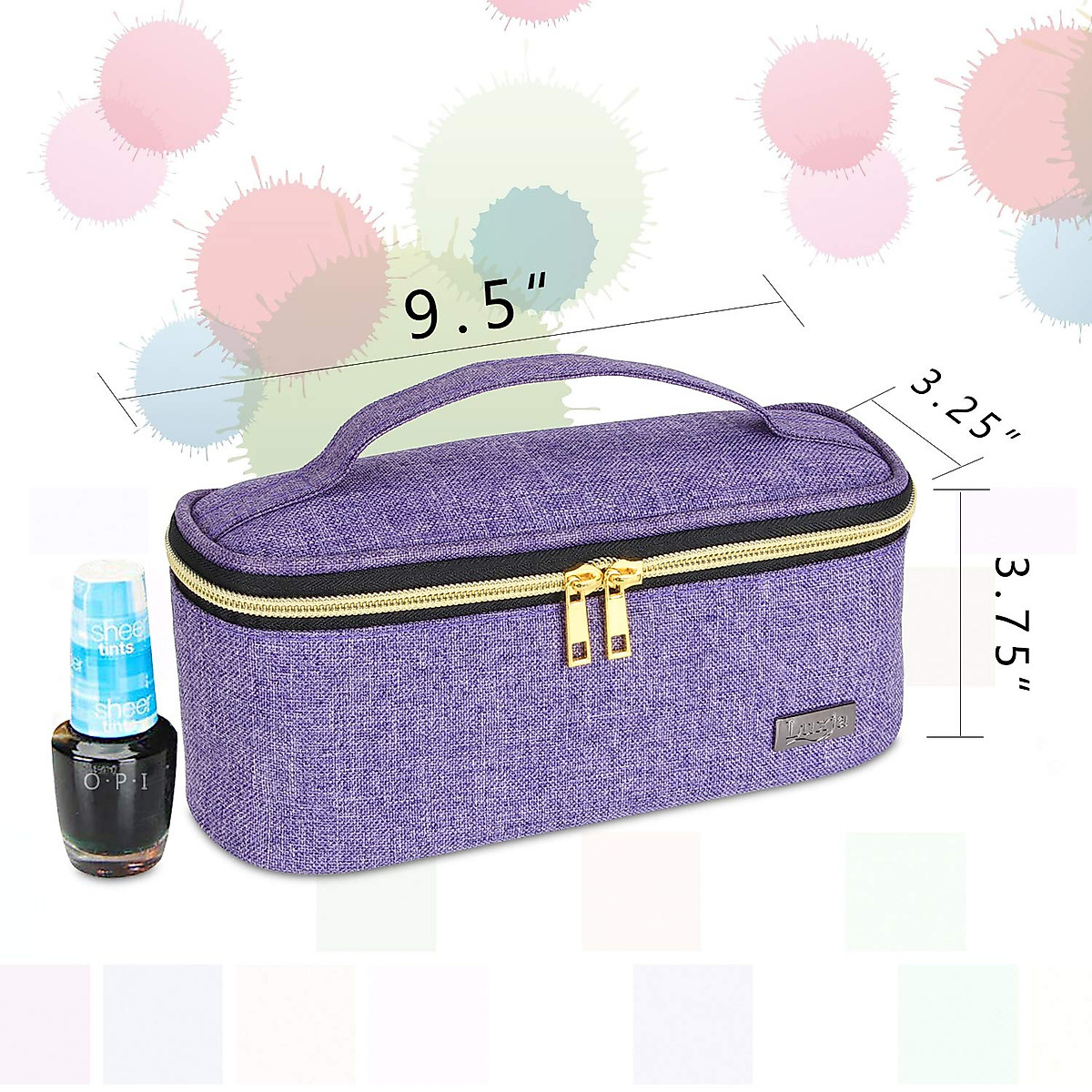 LUXJA Nail Polish Organizer - Holds 12 Bottles (15ml - 0.5 fl.oz), Nail Polish Case for Polish and Small Tools, Purple