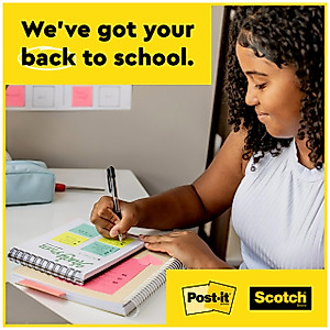 Post-it Super Sticky Notes, 3x3 in, 24 Pads, 2x the Sticking Power, Energy Boost, Bright Colors (Orange, Pink, Blue, Green),Recyclable (654-6SSAU)