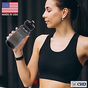 CSBD 20 oz. Bulk Water Bottles, 10 Pack, Made in USA, Blank Plastic Reusable Water Bottles for Gym, Cycling, BPA Free, Plastic Water Bottles Pull Top Cap for Sports, Translucent Smoke