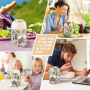 JUNZAN Cute Xmas Winter Fox Bird Kids Womens Insulated Food Jar Container with Spoon 17oz/500ml Food Containers For Hot Food Stainless Steel Vacuum Food Warmer Insulated Containers for Hot/Cold Food