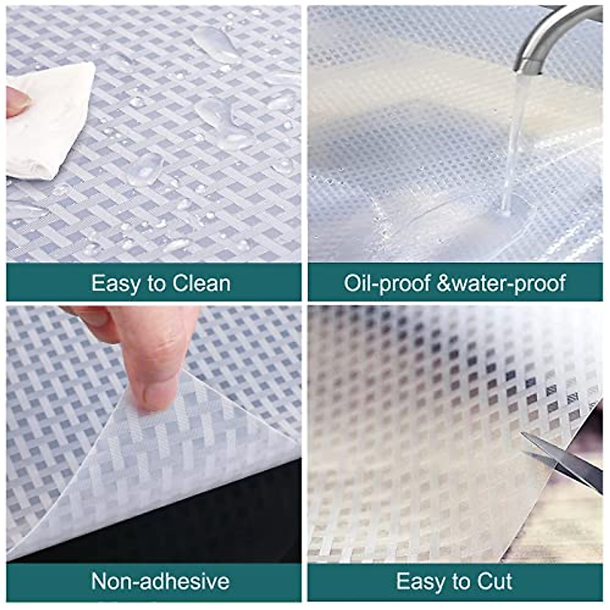 Shelf Liners for Kitchen Cabinets, Drawer Liners Fridge Mats Washable Cabinet and Drawer Liner Roll Double Sided EVA Non-Slip (Clear, 11.8Inch x 20FT)