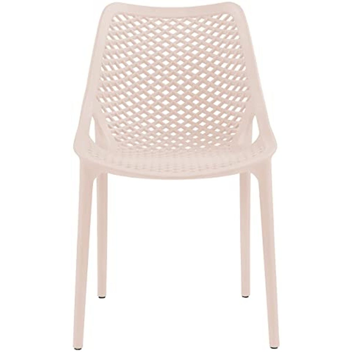 Meridian Furniture 328Pink Modern | Contemporary Patio Dining Chair with Polypropylene Plastic, Weather Resisting for Indoor or Outdoor Use, Set of 4, 20" W x 24.5" D x 33" H, Pink