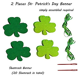 St. Patrick's Day Decorations Felt Shamrock Clover Garland Banner for St.Patrick's Day Lucky Shamrock Banner Garland for Irish Party Supplies Decor