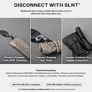 SLNT Flexible Key Fob Guard with Silent Pocket - Car Anti Theft Device Shields Against All Signal Types, Includes RFID, NFC Blocking & Faraday Bag - Fits Most Keyfobs, Portable & Attaches to Keychain