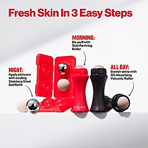 Face Roller by Revlon, Oily Skin Control for Face Makeup, Oil Absorbing, Volcanic Reusable Facial Skincare Tool for At-Home or On-the-Go Mini Massage