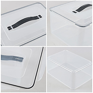 Eagrye 15 L Rectangular Plastic Clear Airtight Food Storage Containers with Latch Lid, 4 Pack Rectangle Food Storage Container with Portable Handle