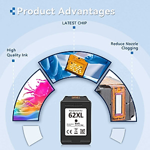 AAKIDInk Remanufactured Ink Cartridge Replacement for HP 62XL, Black