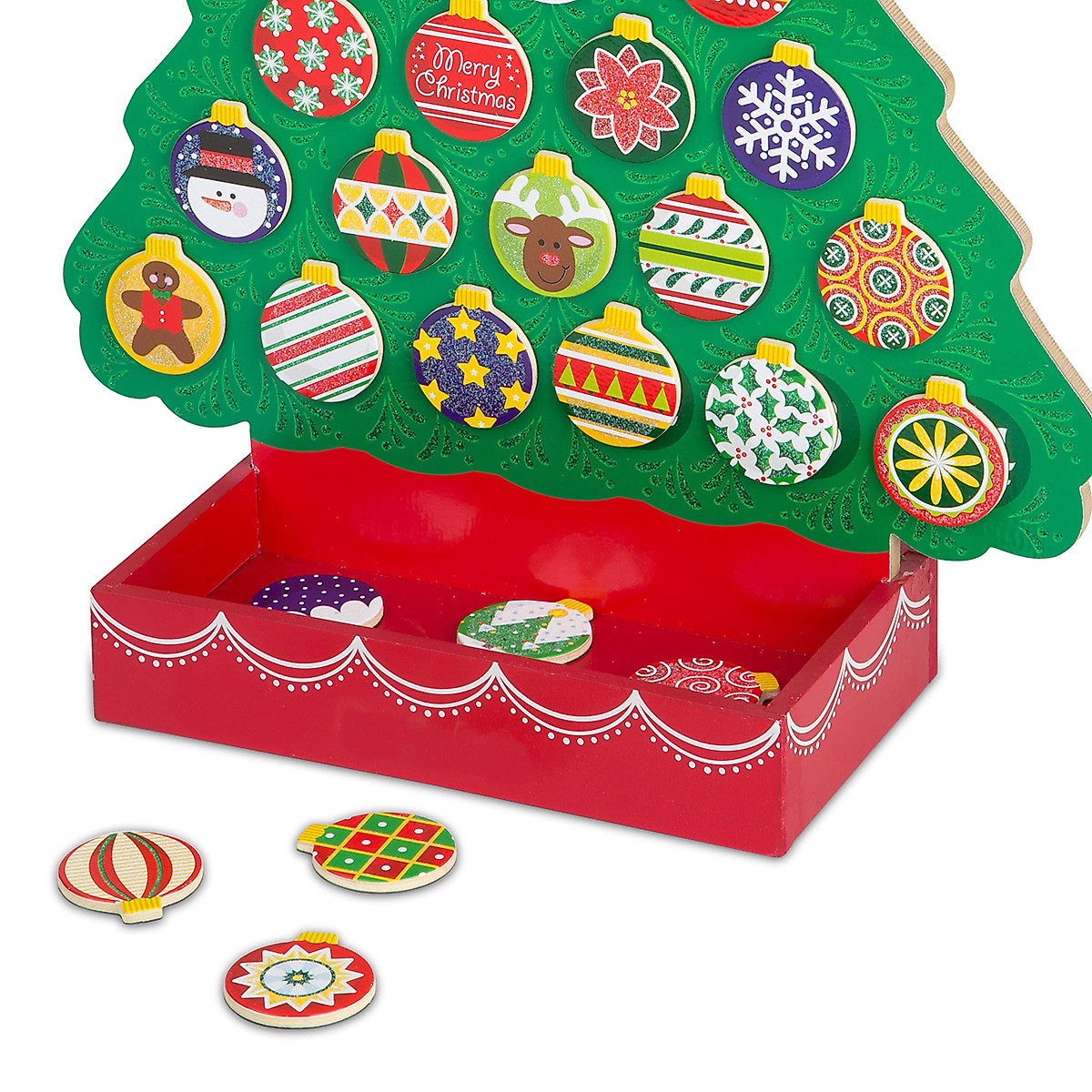 Melissa & Doug Countdown to Christmas Wooden Advent Calendar - Magnetic Tree, 25 Magnets , Orange