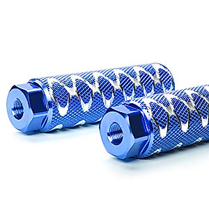 TUKIBNY Bike Pegs, Anti-Skid Aluminum Alloy BMX Foot Pegs Cycling Rear Stunt Pegs Fit 3/8 inch Axles(Blue)