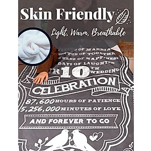 InnoBeta 10th Anniversary Tin Gifts, 10th Marriage Wedding Anniversary, Valentine's Day Gifts for Husband, Wife, 10 Year Wedding Anniversary Blanket for Him, 10th for Her and Couple (50"x65")