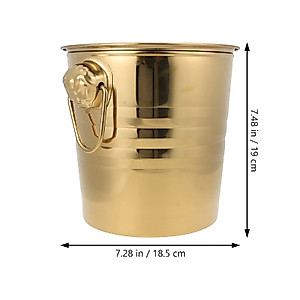 Sewroro Stainless Steel Ice Bucket Beer Whisky Cooling Containers Tiger Head Ice Bucket Wine Champagne Bucket Bar Party Favor- 3L (Golden)