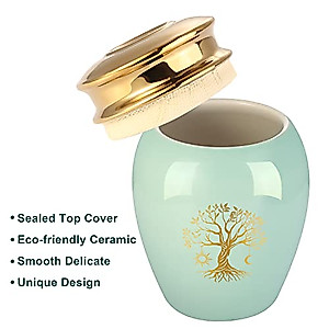 DGDCDV Human Ashes Keepsakes Urn 24 Cubic Inches, Small Ceramic Urns for Human Ashes, Tree of Life Cremation Urn, Urns for Sharing Adult Ashes, Pet Cat and Dog Urn, Adult Funeral Urn