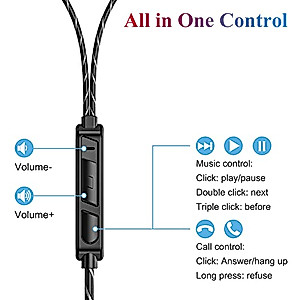 3.5mm Sports Headphones Wired Earbuds for Google Pixel 5a 4a 3a Noise Canceling Stereo Bass Gaming Headset in-Ear Earphones with Mic for Samsung Galaxy A52 A03s A33 A13 iPhone 6S 6 5S SE MP3 MP4 PS5