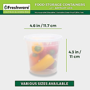 Freshware Food Storage Containers [48 Set] 24 oz Plastic Deli Containers with Lids, Slime, Soup, Meal Prep Containers, BPA Free, Stackable, Leakproof, Microwave/Dishwasher/Freezer Safe