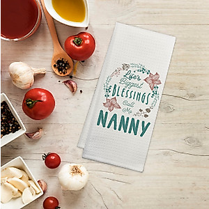 GICHUGI Life's Biggest Blessings Call Me Nanny Kitchen Towels Dishcloths,Grandma Wreath Decorative Dish Towels Hand Towels Tea Towels,Grandma Grandmother Birthday from Granddaughter Grandson