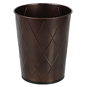 Home Basics Open Top Waste Bin | Non-Skid Base | 8 Lt Capacity | Measures 9.5" x 10.25" | Made from Steel (Diamond Design, Bronze)