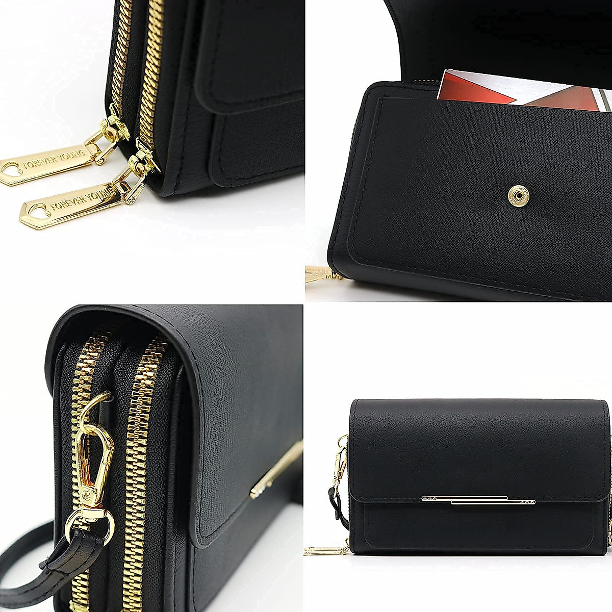 crossbody bags for women,Small Purse for Women Crossbody Wallet with Shoulder Strap Cute Cellphone Cross Bags(Black)