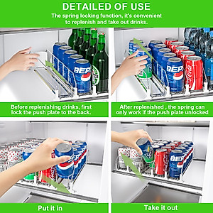 KUUKIKV Drink Organizer for Fridge, Upgraded Soda Can Dispenser for Refrigerator, Automatic Pusher Glide and Adjustable Width Can Organizer for Refrigerator - Holds up to 25 Cans (5 Rows White)