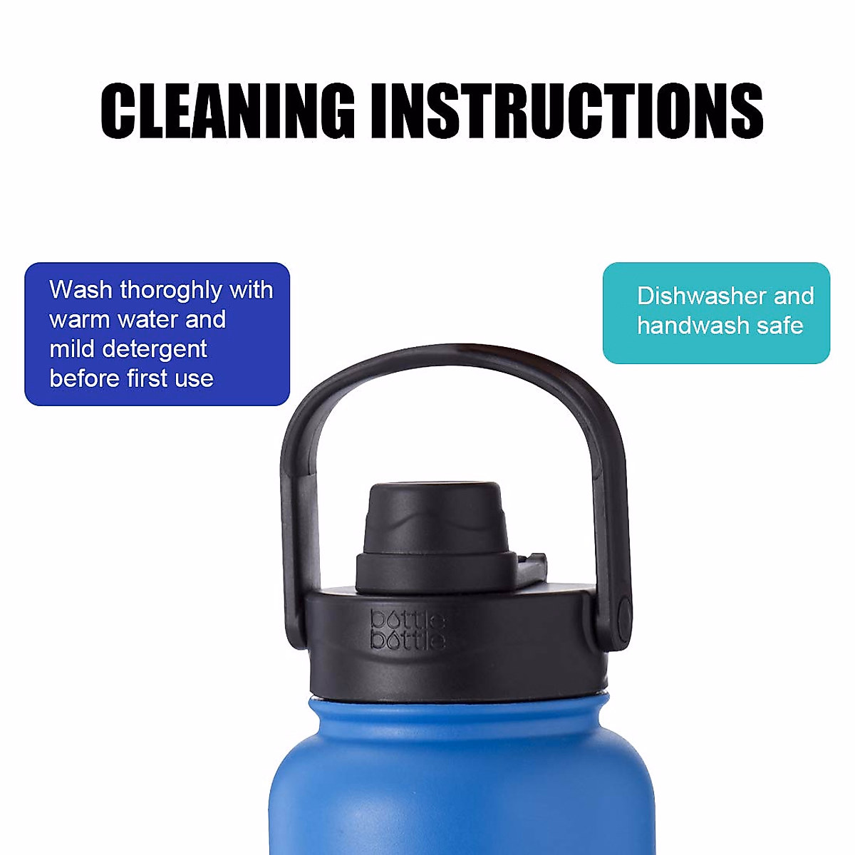 Bottle Bottle Wide Mouth Sports Cap Hydroflask Lid for 12 OZ, 18 OZ, 20 OZ, 32OZ, 40OZ Bottles Leak-Proof Twist Spout Replacement Lid with Handle (Black)