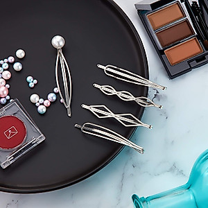 10 Pieces Metal Hair Clips Geometric Barrettes for Women Girls Hair Styling Pins Minimalist Decorative Wedding Dainty Accessories Headwear (Silver)