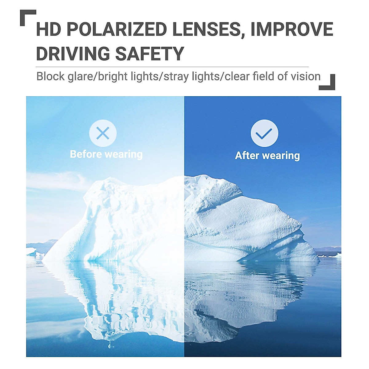 LUFF Polarized Clip on Sunglasses for Prescription/Myopia Eyeglasses Outdoor/Driving (Black-upgrade flip)