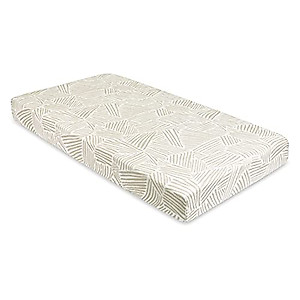 Babyletto 100% Organic Cotton Crib Sheet, GOTS-Certified, Fitted 360°, Ultra-Soft and Breathable Muslin - Oat Stripe