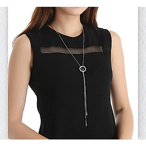 Sither Long Hoop Necklace for Women Crystal Pendant Necklace Sweater Chain Statement Necklace Choker Adjustable Charm Jewelry Crystal Accessories Wedding Party Evening Dressy