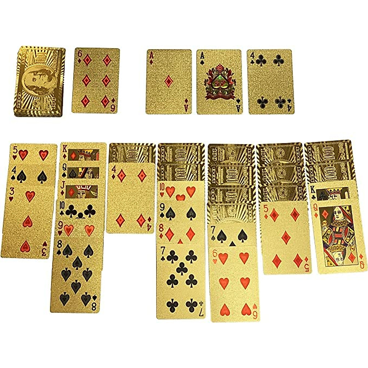 MSTICORA Gold Foil Poker Set - US Dollar Playing Cards - Plastic Playing Cards - Casino Cards(Gold 1 Deck)