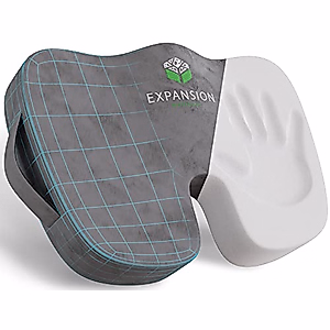 Seat Cushion for Office Chair – Memory Foam Tailbone Pillow Pad for Sitting, Computer, Desk, Chair, Car – Contoured Posture Corrector for Sciatica, Coccyx Back Pain Relief (Grey)