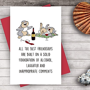 Alzombi Funny Birthday Card for Bestie Friend Female, Humor Friendship Card, Cute Bday Card for Girl Friends